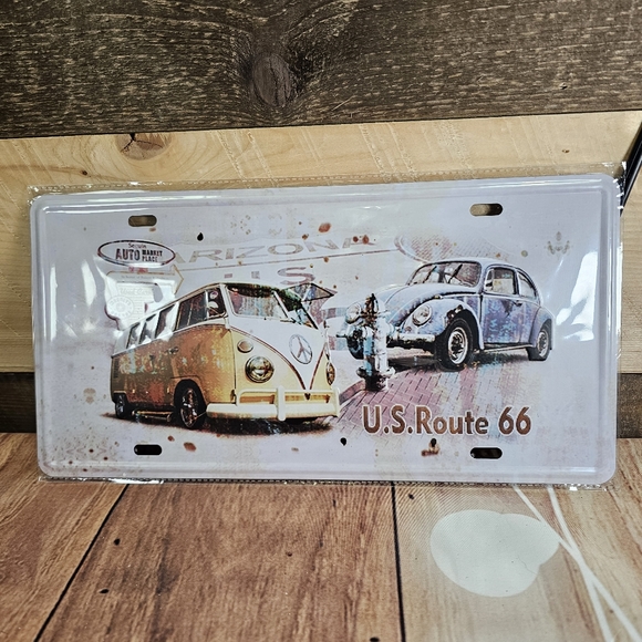 Other | Route 66 Retro Vw Bus And Bug License Plate Or Wall Hanging Nwt ...